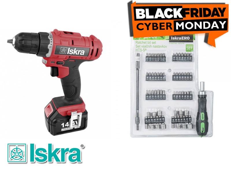 Black Friday | Iskra производи | Сет од Iskra ML-CD92-144 батериска дупчалка + Iskra ERO 58 сет ...